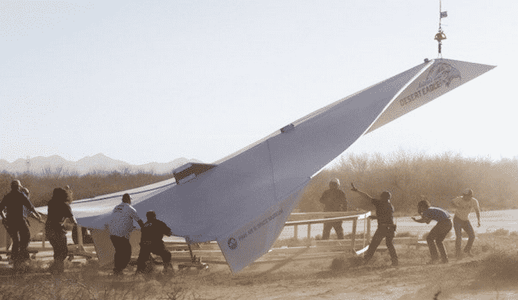 World’s Largest 45 Feet Long Paper Airplane Glides Over Arizona Desert ...