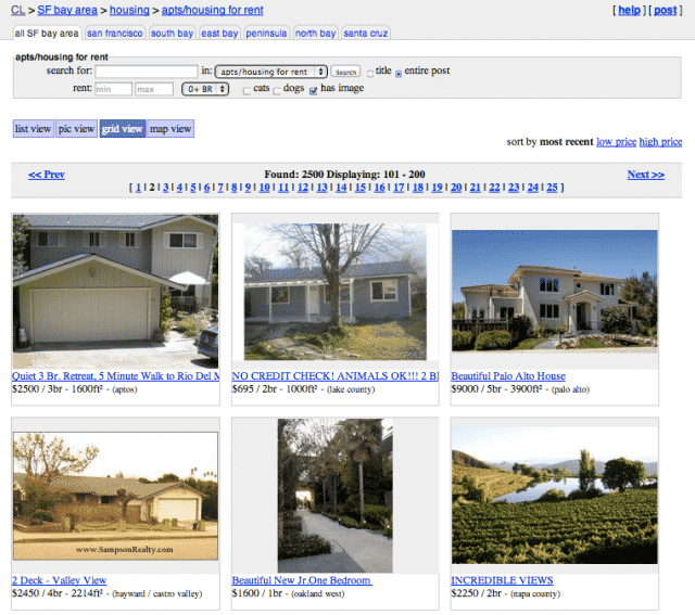 Craigslist Adds Photo Grid View, Allows Easy Visual Browsing - The Tech ...